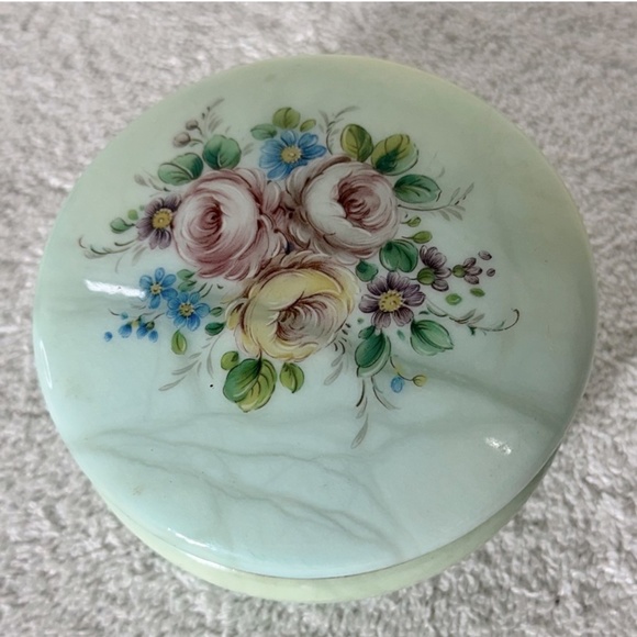 Vintage | Other | Vintage Genuine Alabaster Hand Carved Round Trinket ...